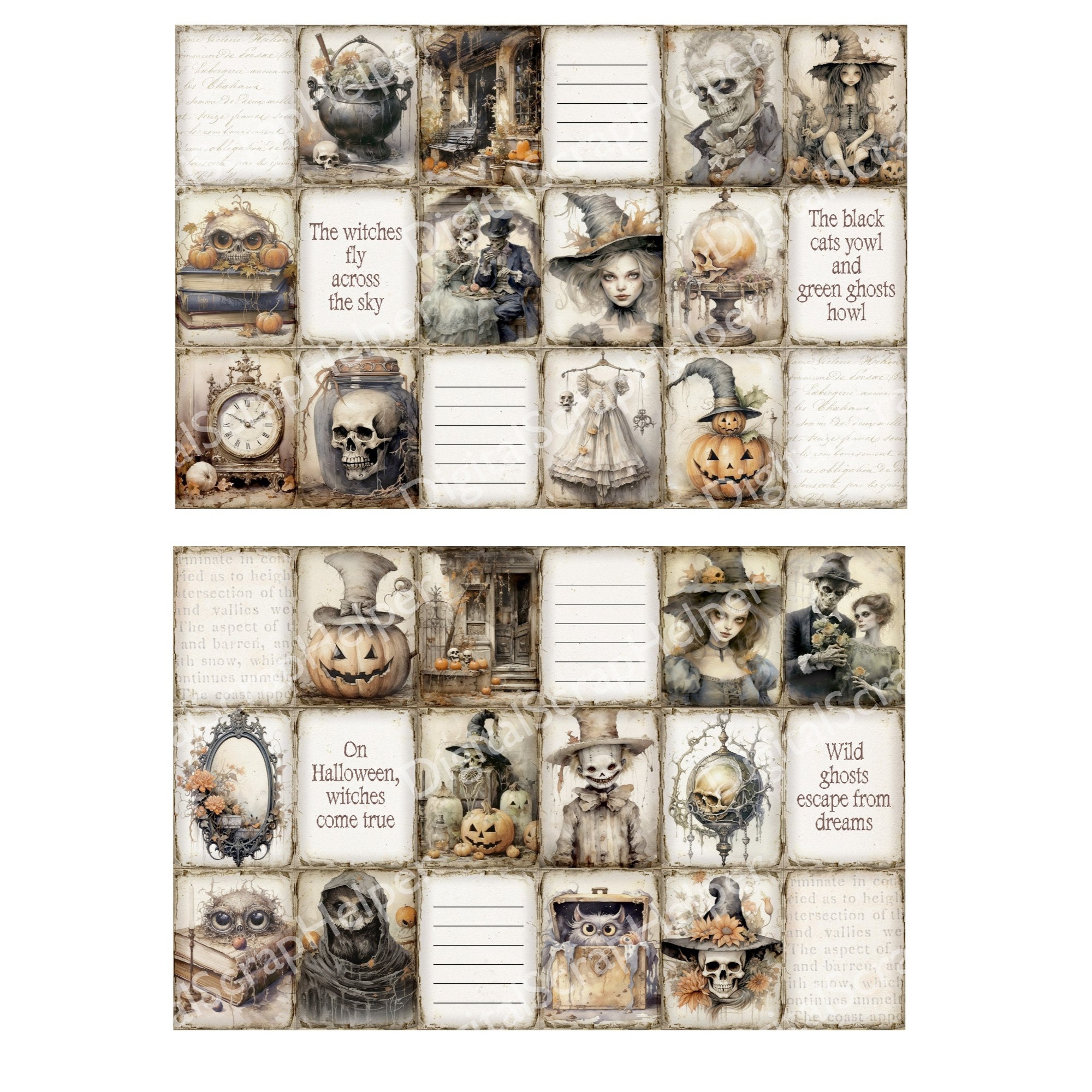 Halloween Mini Books Printable of 3 Sheets Boo Spooky Gothic Witch ...