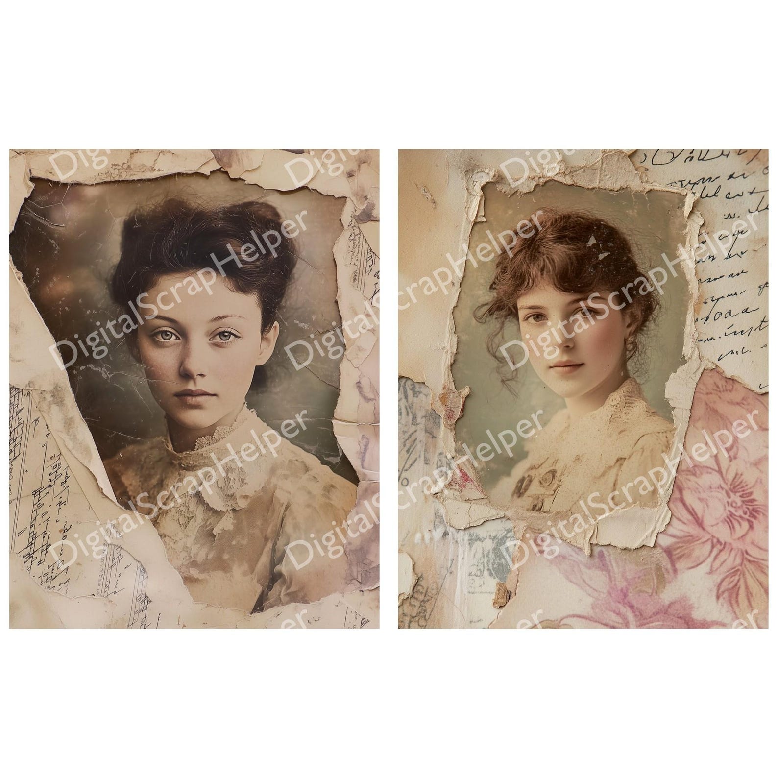 Victorian Female Photographs Grunge Portraits for Timeless Parchment ...