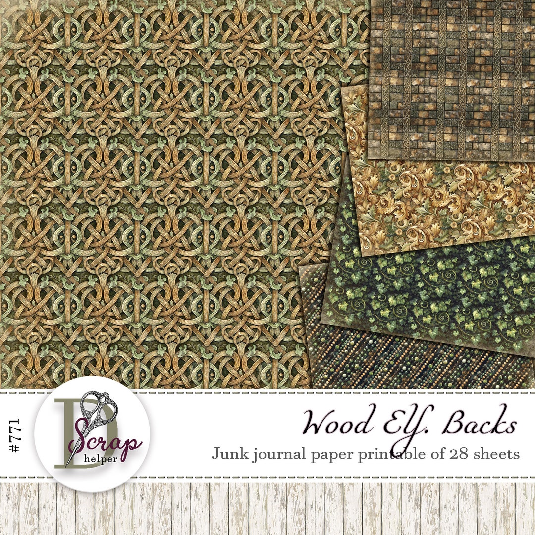 Wood Elves Junk Journal Background Paper Printable 28 Sheets Fantasy ...