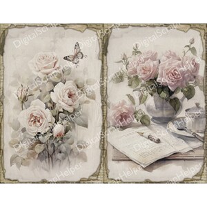 Vintage Rose Journal Paper Printable Timeworn Floral Shabby Pink ...