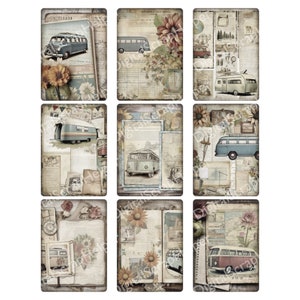 Travel Ephemera Cards Printable of 2 Sheets Vintage Travel Camping Trip ...