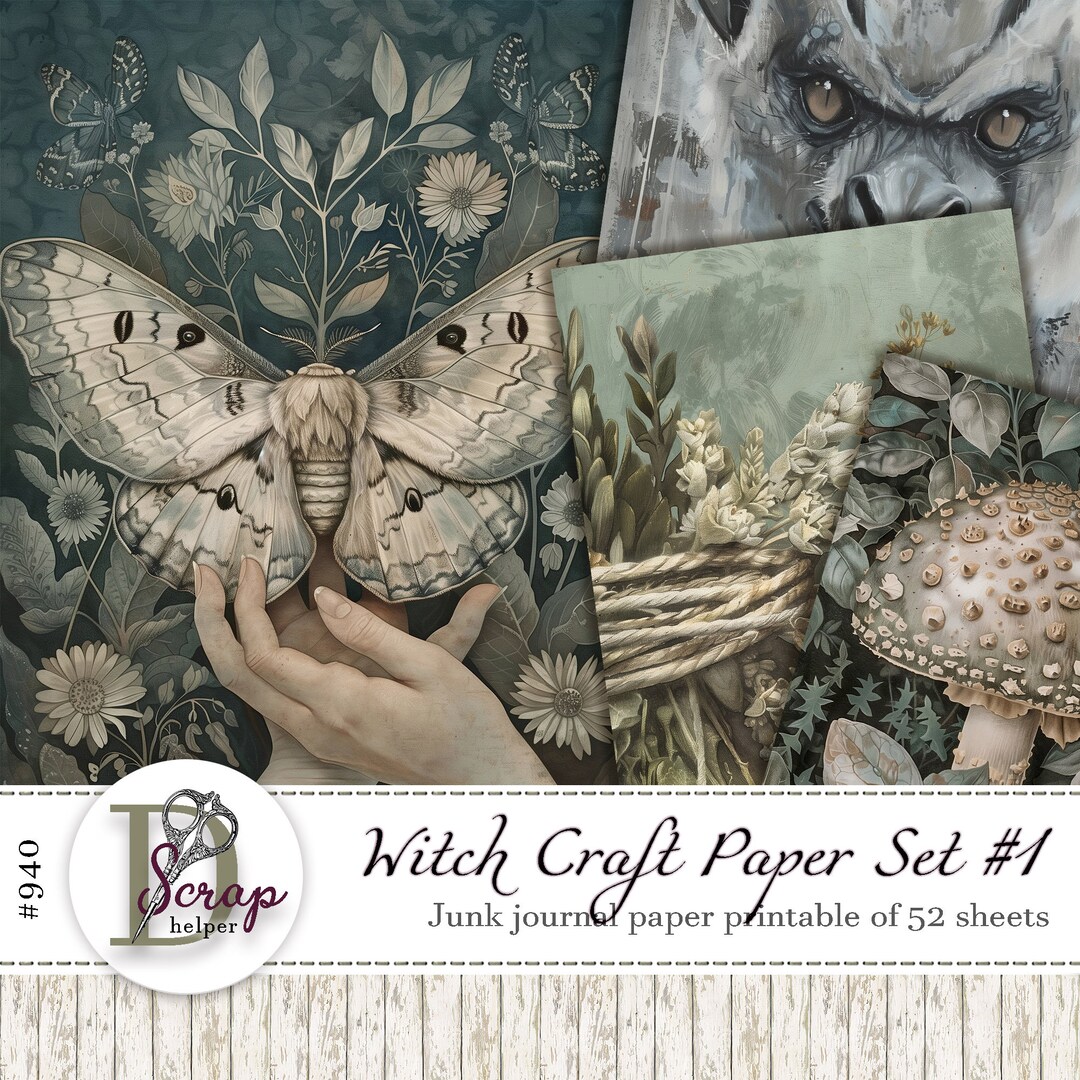 Witchcraft Journal Paper Printable 52 Sheets Grimoire Pagan Mystic ...