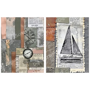 Masculine Collage Paper Printable of 12 Sheets Masterboard Scrappy ...