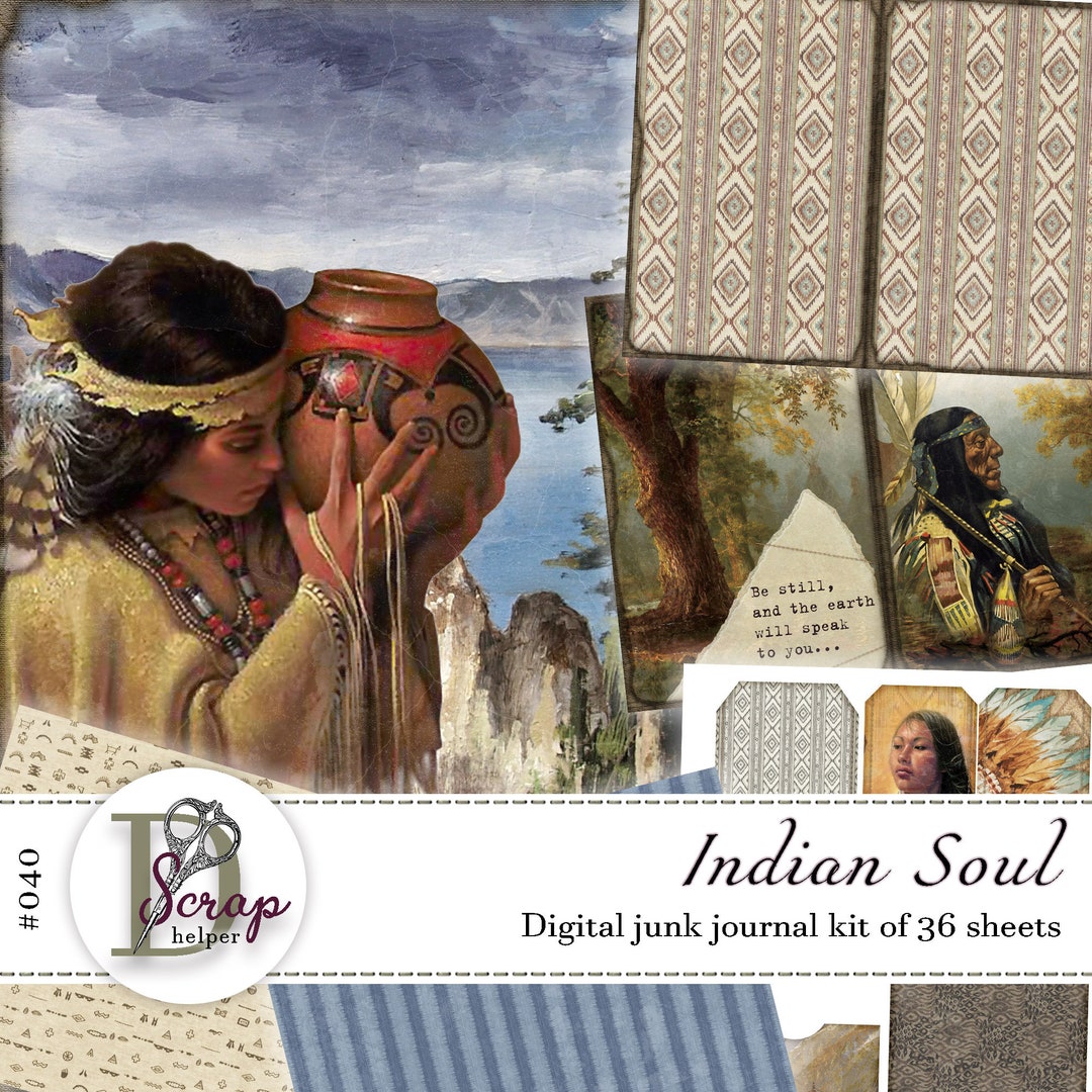 Native Americans Junk Journal Kit Printable of 36 Sheets Indian Boho ...