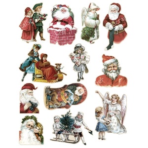 Vintage Christmas Fussy Cuts Ephemera Printable of 6 Sheets Christmas ...