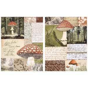 Mushroom Collage Journal Paper Printable of 12 Sheets Scrappy Woodland ...