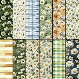 Daisy Seamless Pattern Printable of 12 Sheets Daisy Floral Chamomile ...