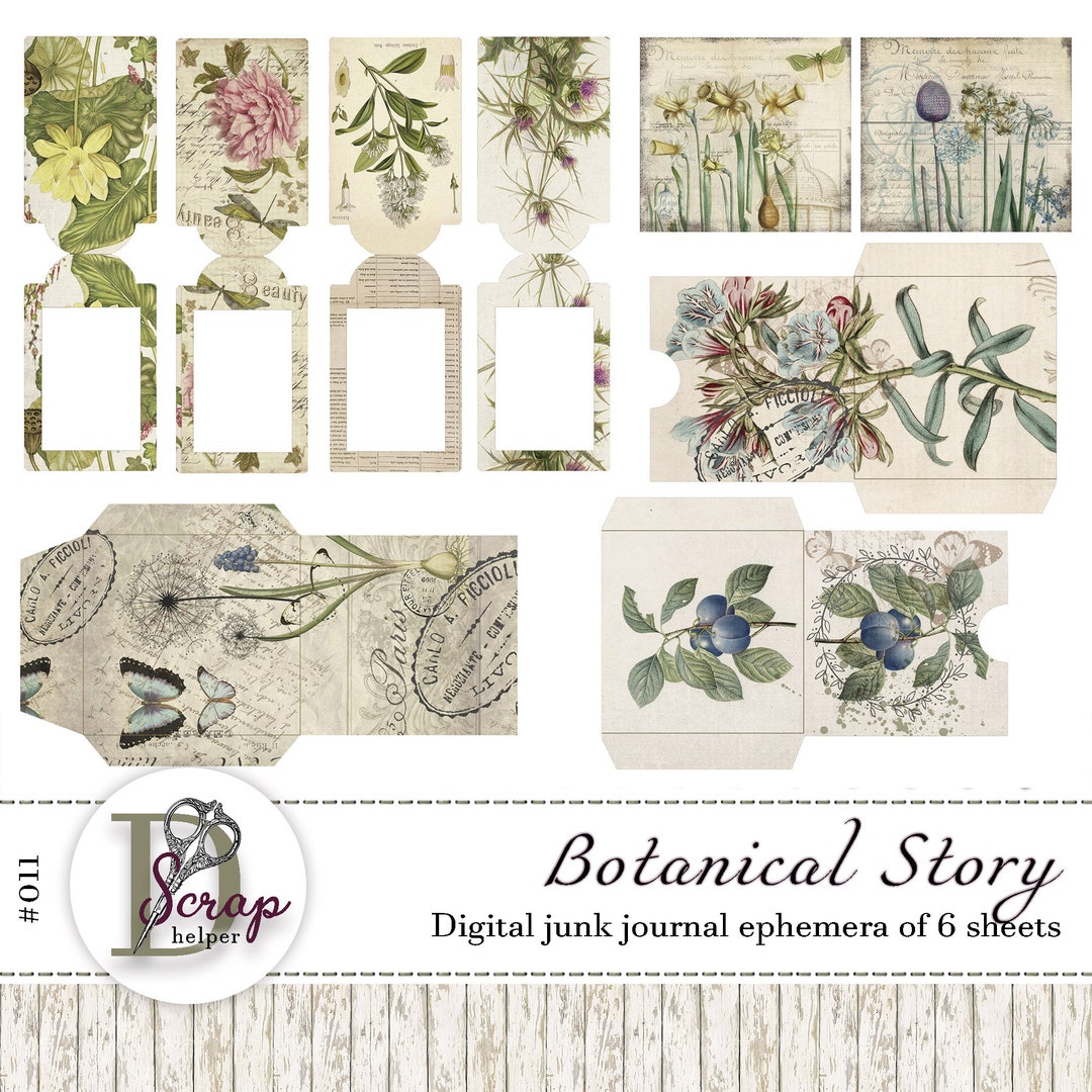 Vintage Botanical Ephemera Printable 6 Sheets Floral Shabby Chic ...