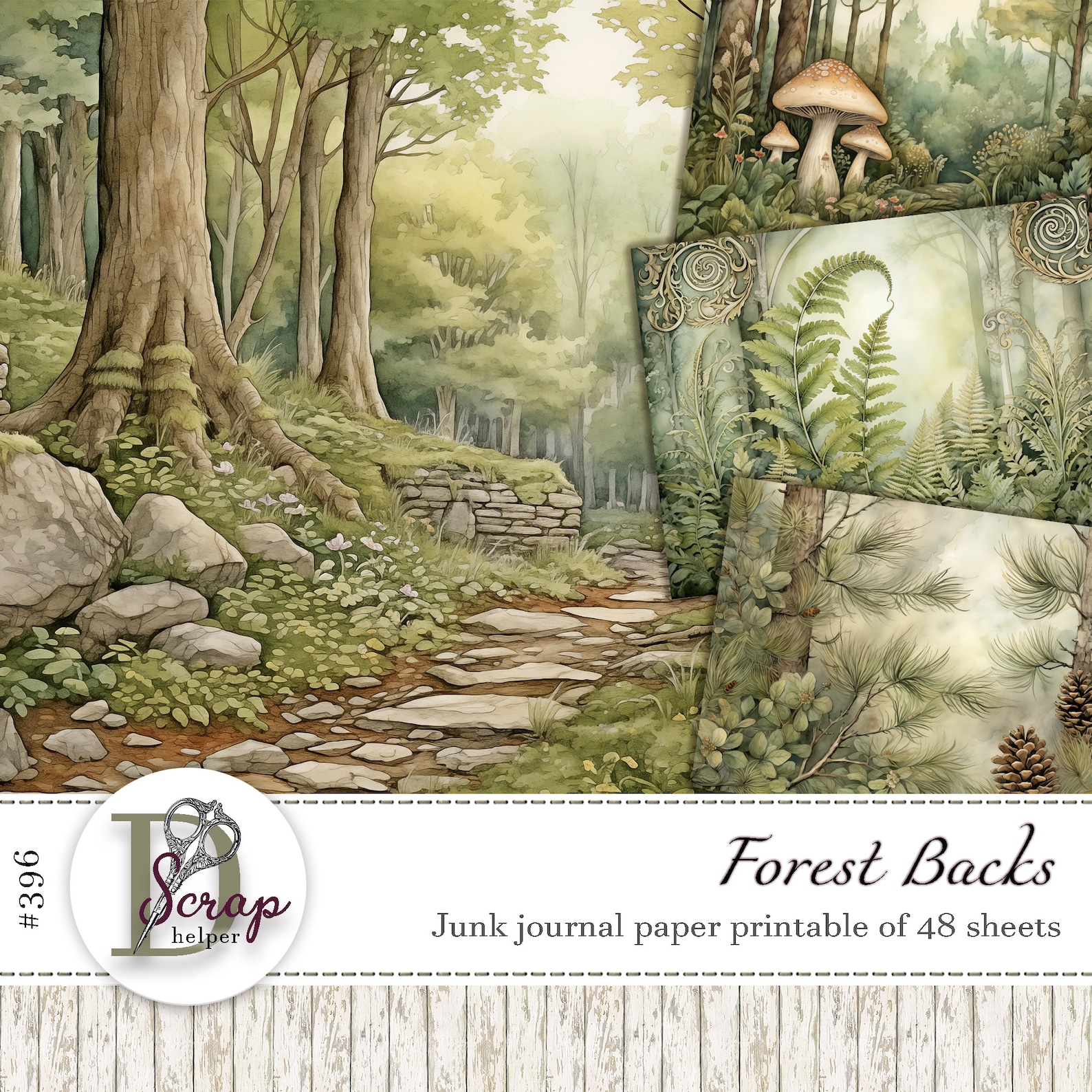 Forest Background Paper for Nature Collages and Woodland Junk Journals ...