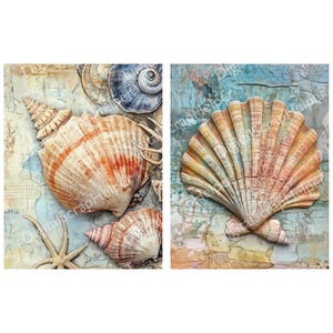 Seashell Paper Printable 12 Sheets Scrappy Undersea World Nautical ...