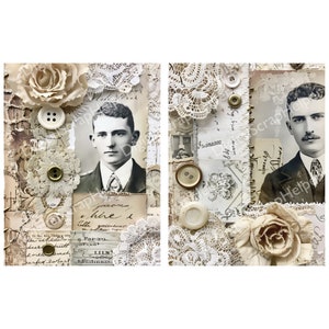 Victorian Man Collage Paper Printable of 12 Sheets Vintage Grandfather ...