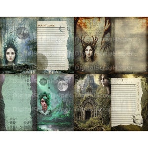 Fantasy Junk Journal Kit Printable of 36 Sheets Forest Queen Spirit ...