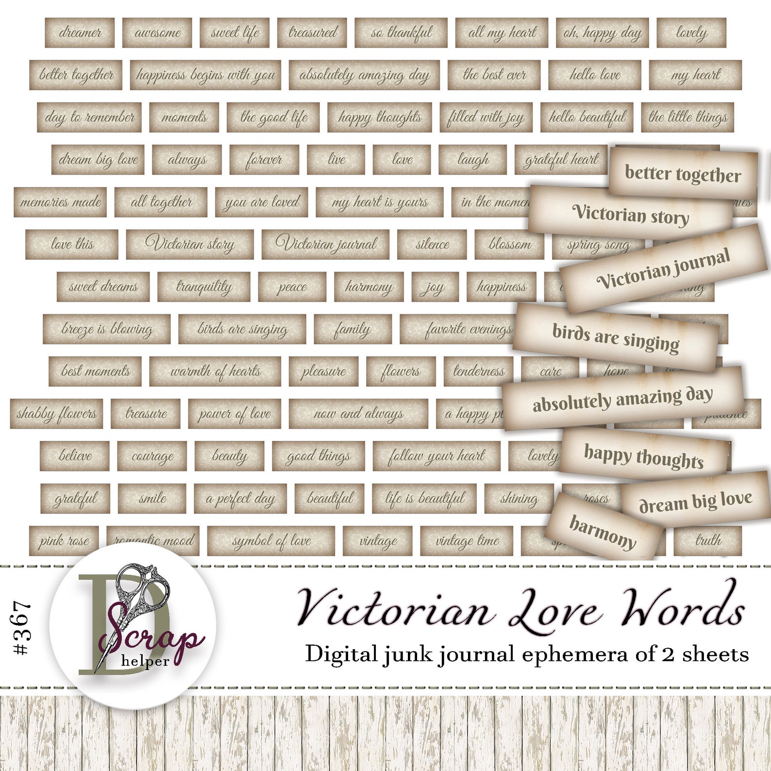 Victorian Love Words and Sayings to Decapague and Scrapbooking ...
