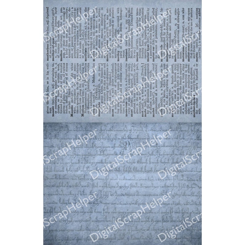 Vintage Blue Junk Journal Paper Pack Printable of 16 Sheets - Etsy