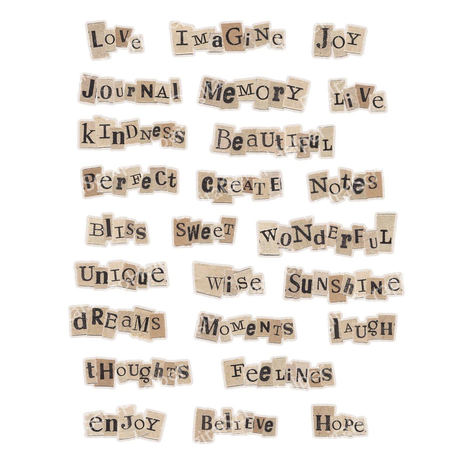 Positive Journal Words and Mix Media Collage Affirmation Stickers ...