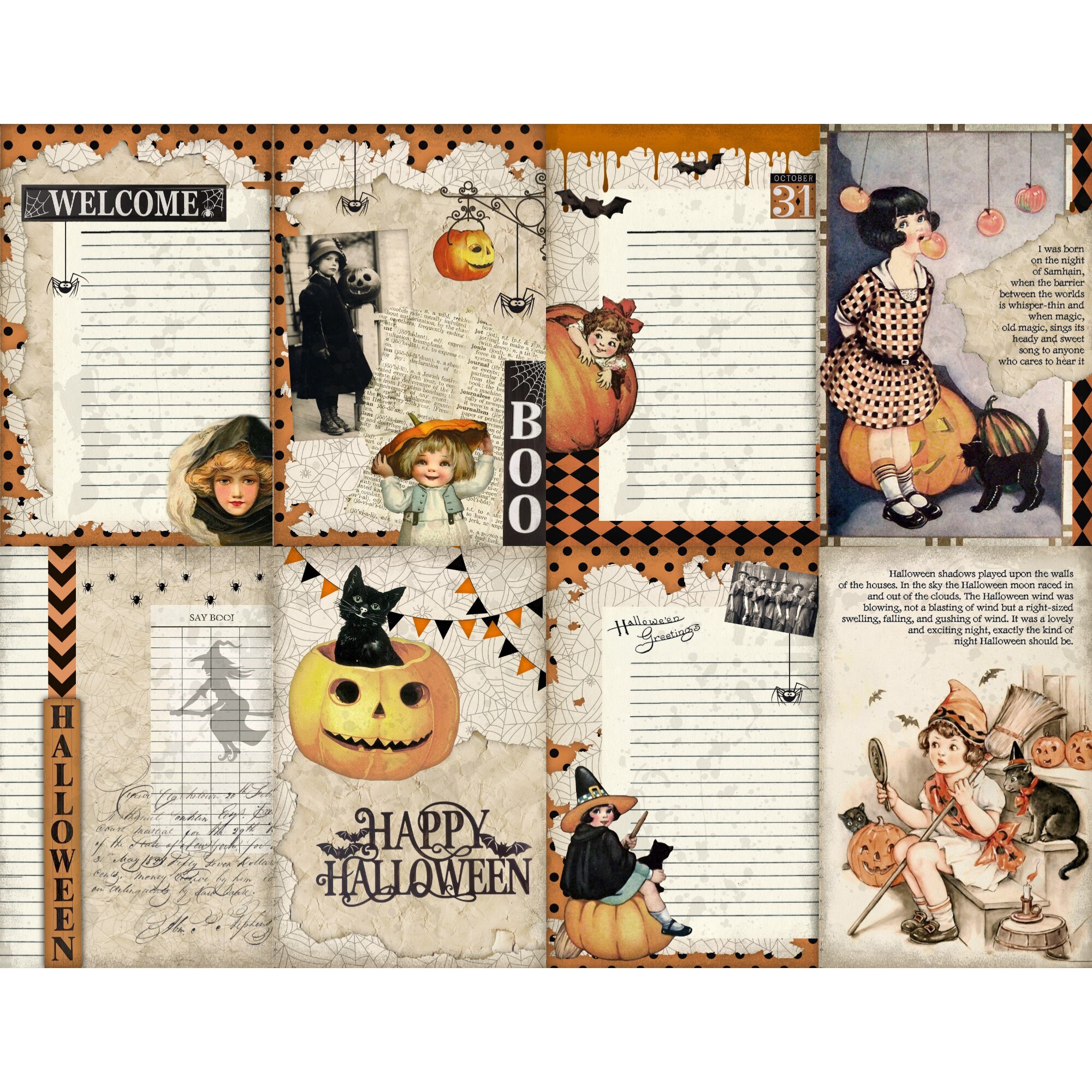 Halloween Junk Journal Kit Printable of 36 Sheets Boo Spooky - Etsy