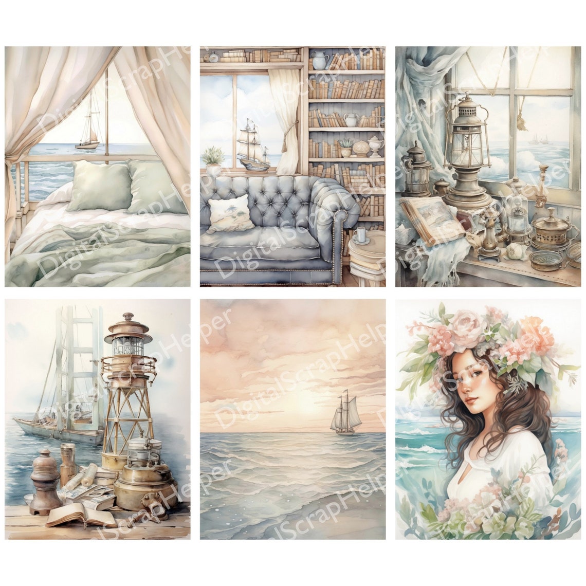 Marine Paper Pack 48 Sheets Beach Seagull Ocean Coastal Sailor ...