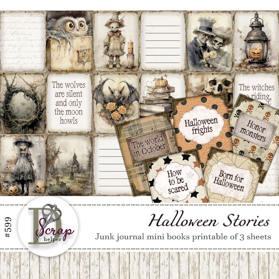 Spooky Season Halloween Mini Books Printable 3 Sheets Boo Gothic Witch ...