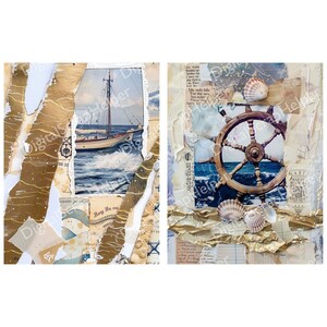 Marine Collage Paper Printable of 12 Sheets Masterboard Scrappy Ocean ...