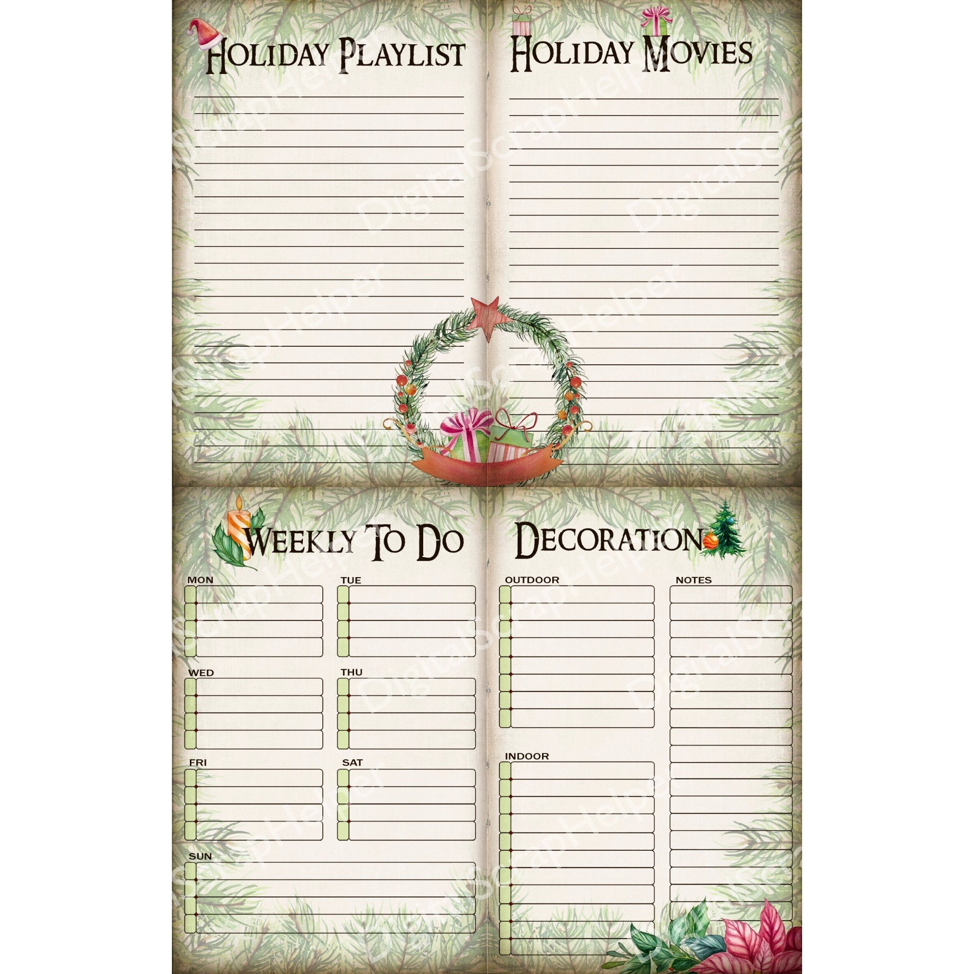 Simple Christmas Planner Printable 10 Sheets December Daily Holiday ...