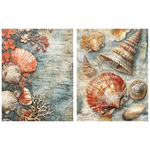 Seashell Paper Printable 12 Sheets Scrappy Undersea World Nautical ...