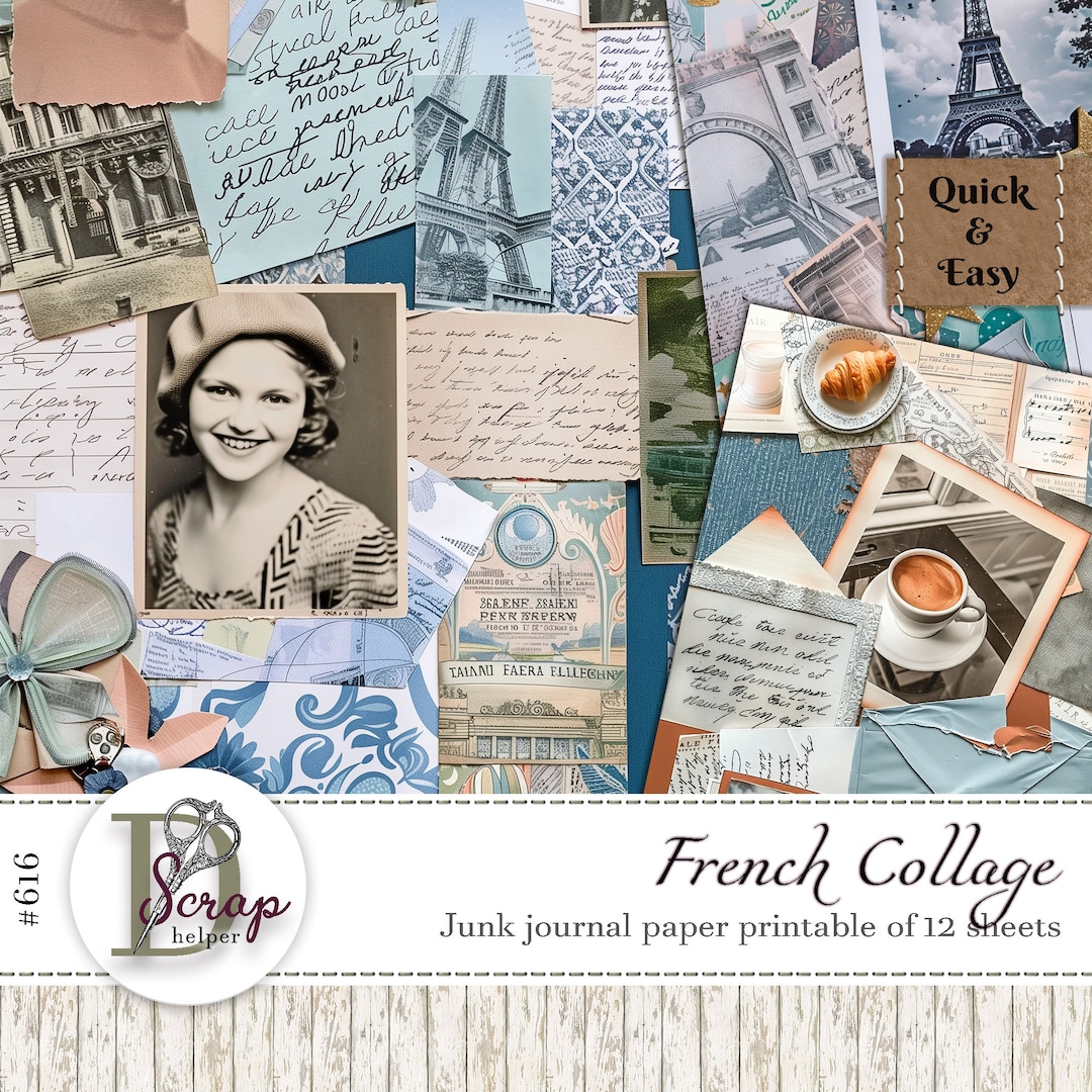 French Collage Paper for Paris Ephemera and Junk Journals | Digital ...