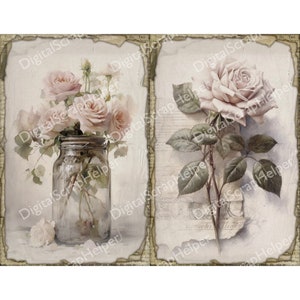 Vintage Rose Journal Paper Printable Timeworn Floral Shabby Pink ...