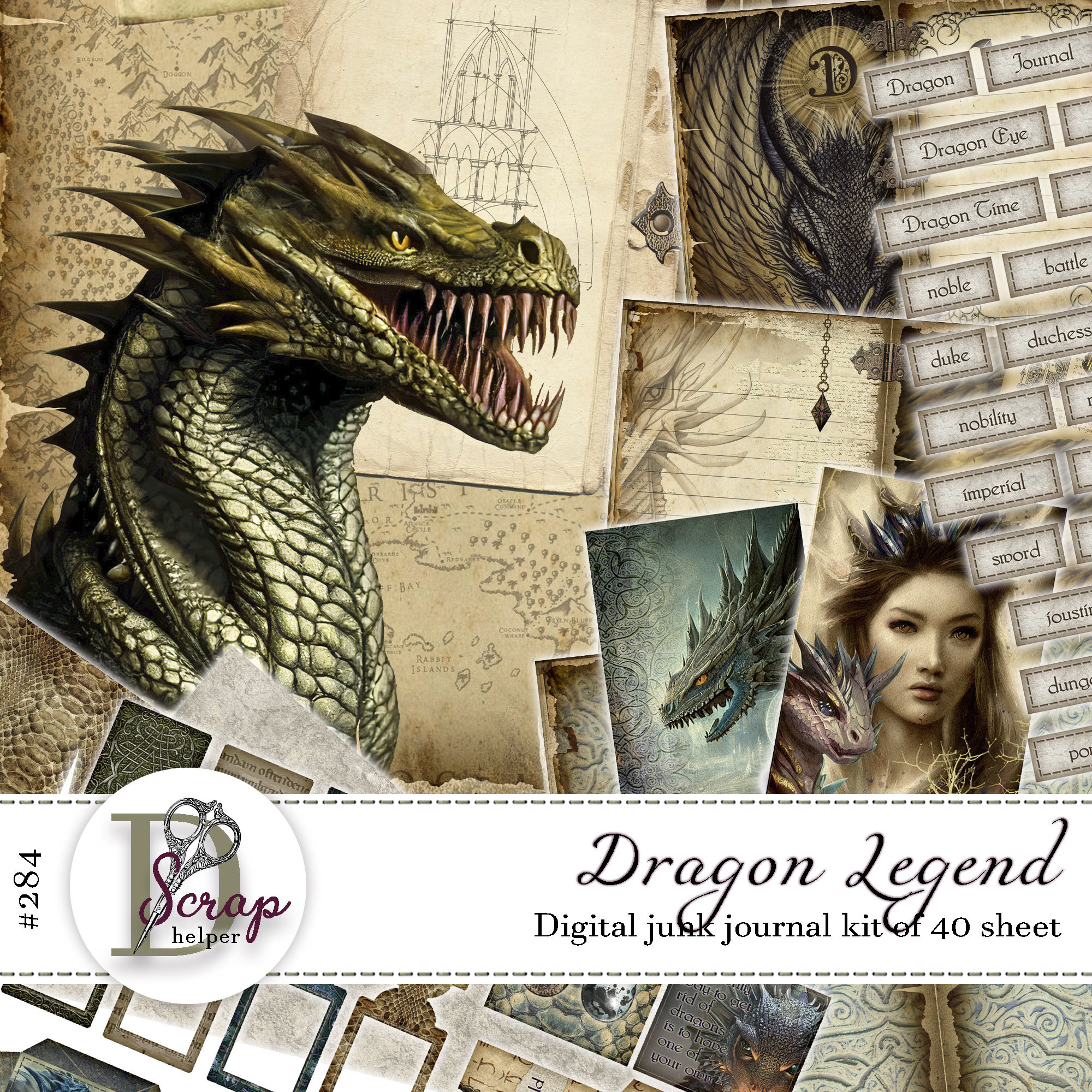 Dragon Junk Journal Kit Printable of 40 Sheets Fantasy Magic - Etsy