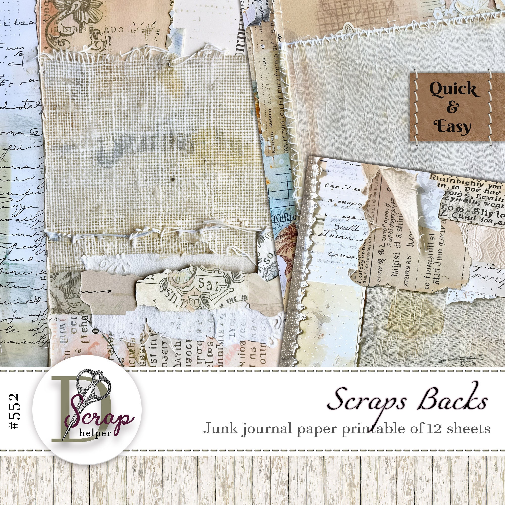 Vintage Shabby Collage Paper Printable of 12 Sheets Masterboard Scrappy ...