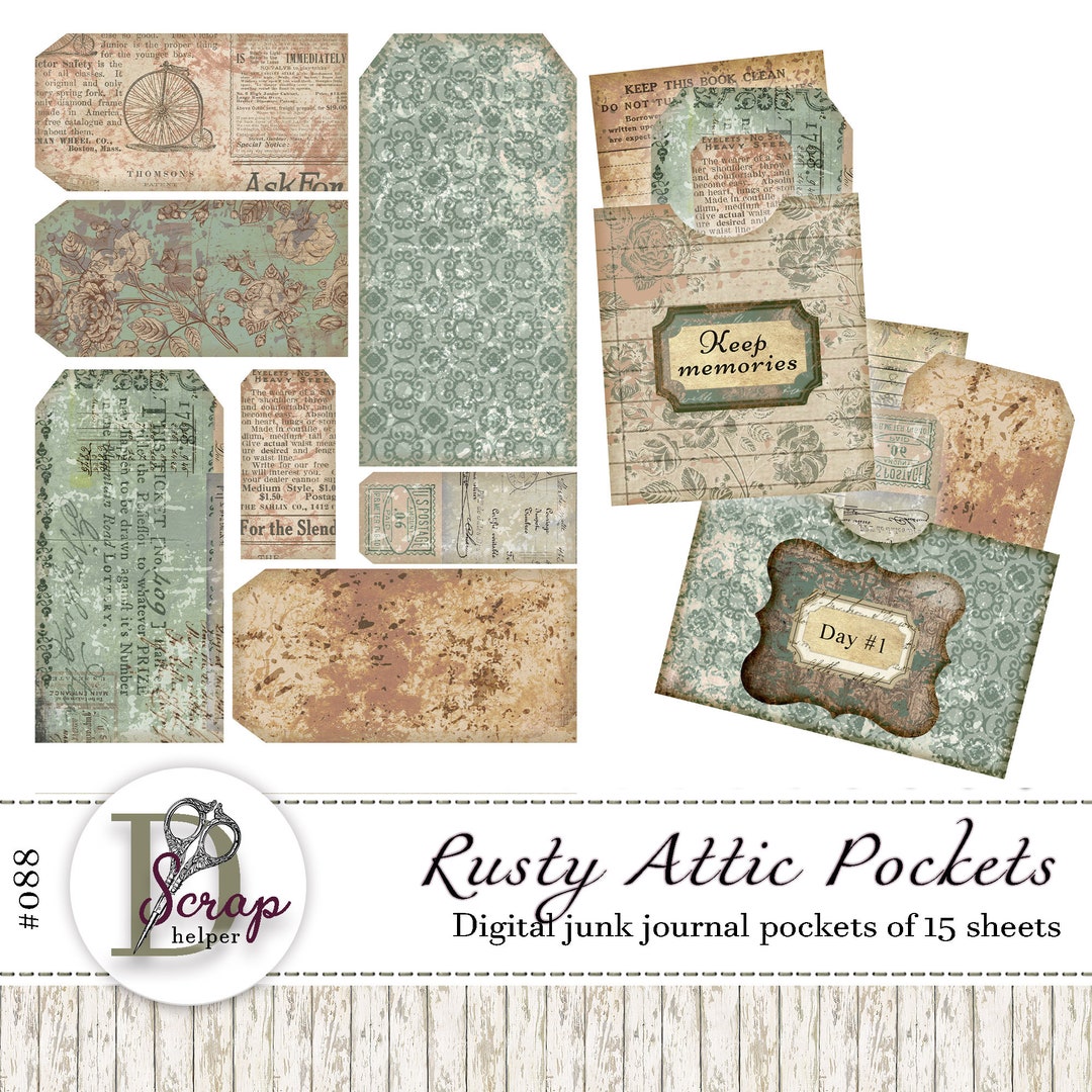 Grunge Junk Journal Pockets Printable Pack of 15 Sheets - Etsy