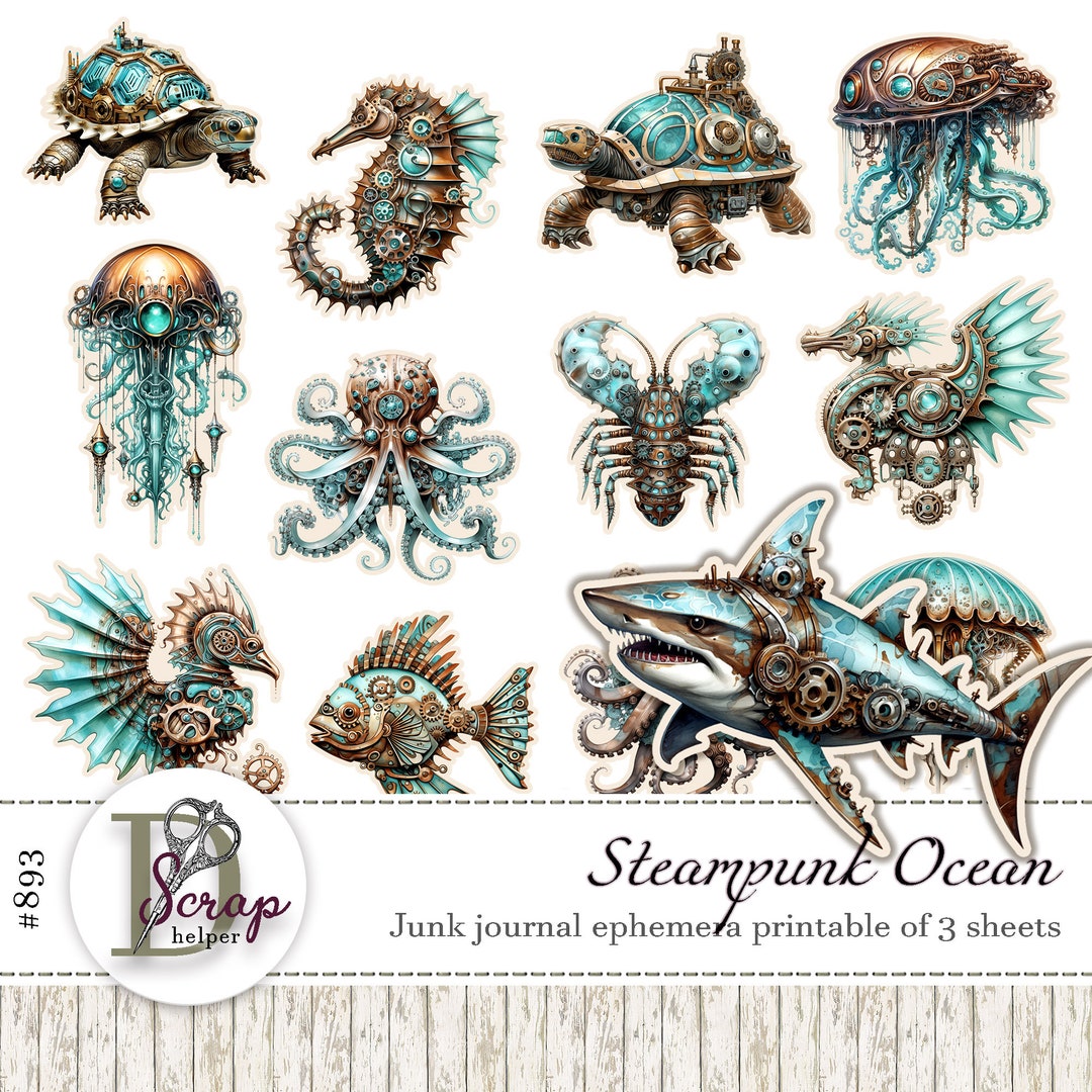 Nautical Steampunk Animals Fussy Cut Ephemera for Industrial and ...
