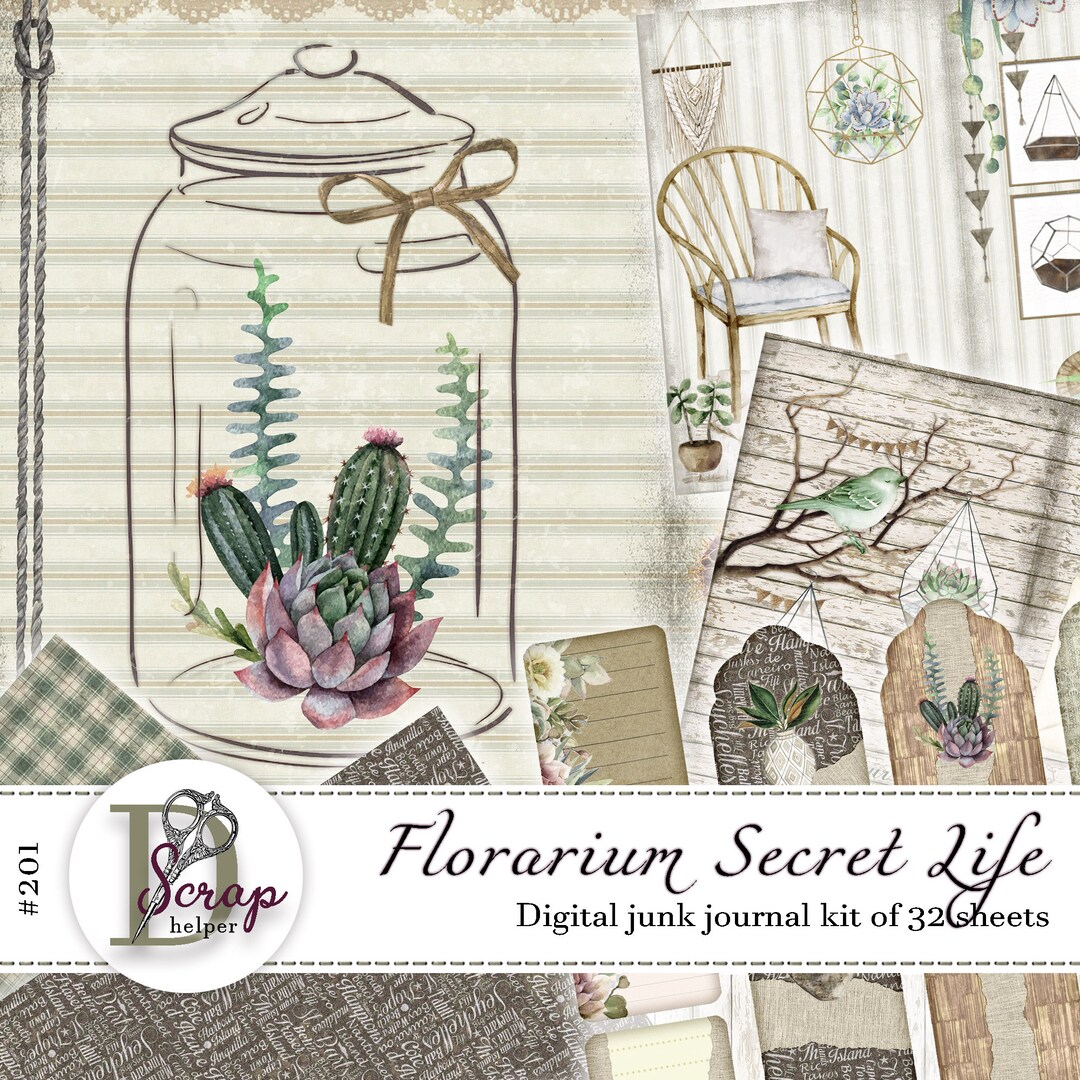 Succulents Junk Journal Kit Printable of 32 Sheets Cacti Cactus ...
