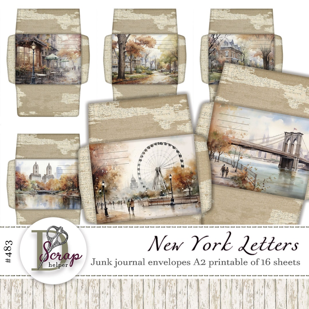 Vintage Autumn New York City Envelopes A2 Printable 16 Sheets Cozy ...