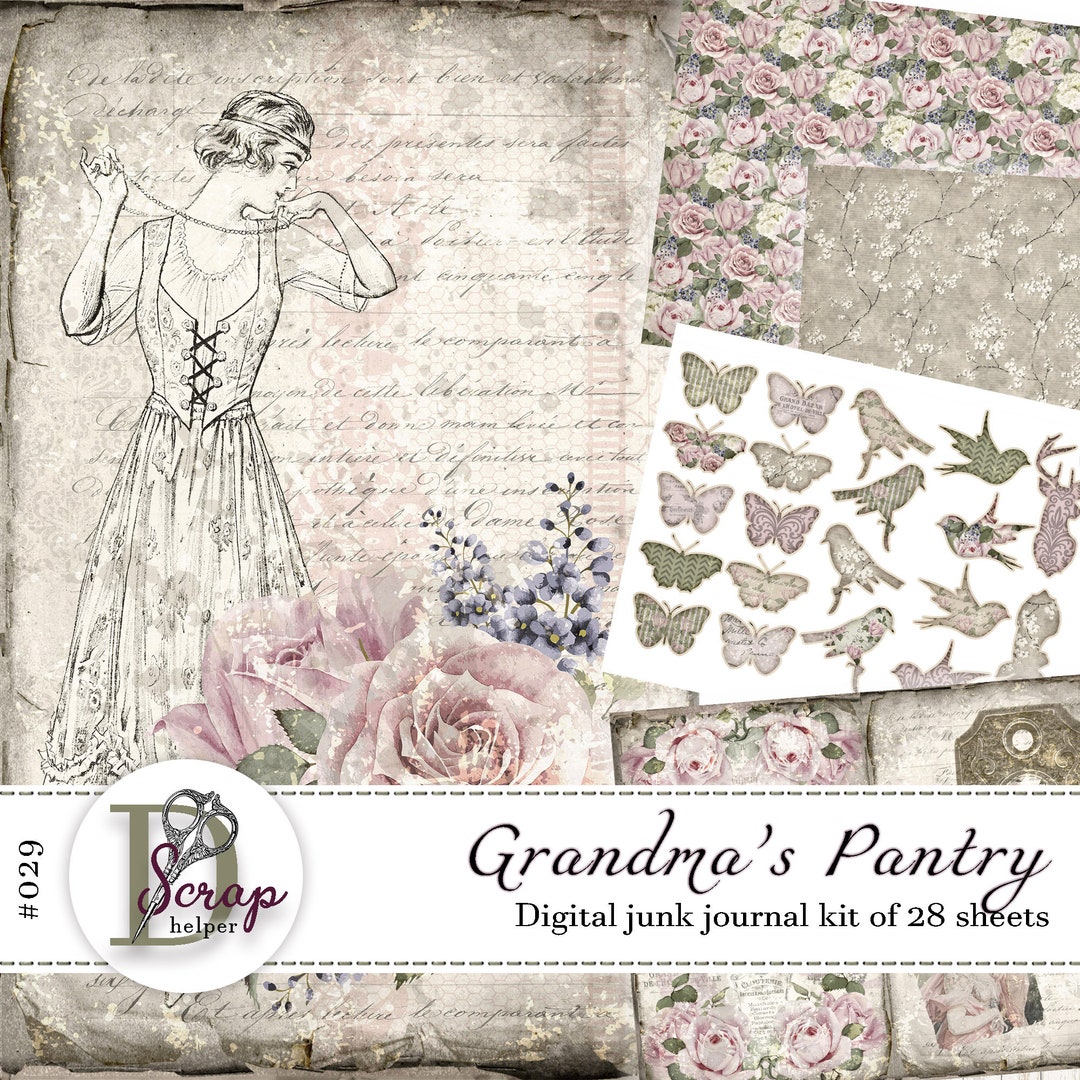 Shabby Chic Pink Junk Journal Kit Printable of 28 Sheets Vintage Woman ...