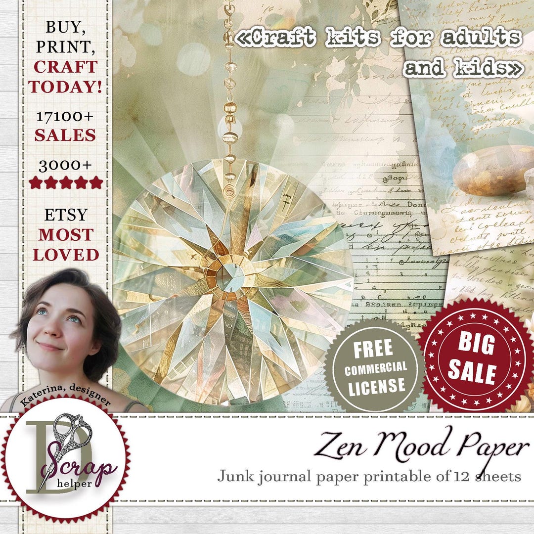 Zen Garden Junk Journal Printable of 12 Sheets Meditation Pictures ...