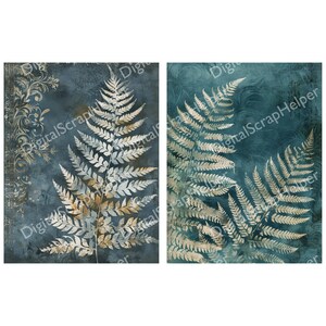 Fern Paper Printable of 12 Sheets Forest Background Fern Leaf Nature ...