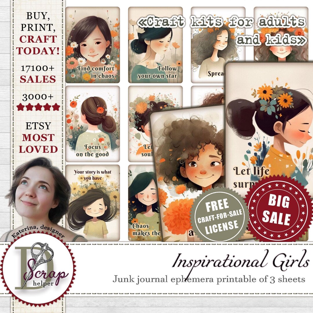 Inspirational Girl Cards Kids Ephemera ATC Children Cards Printable 3 ...