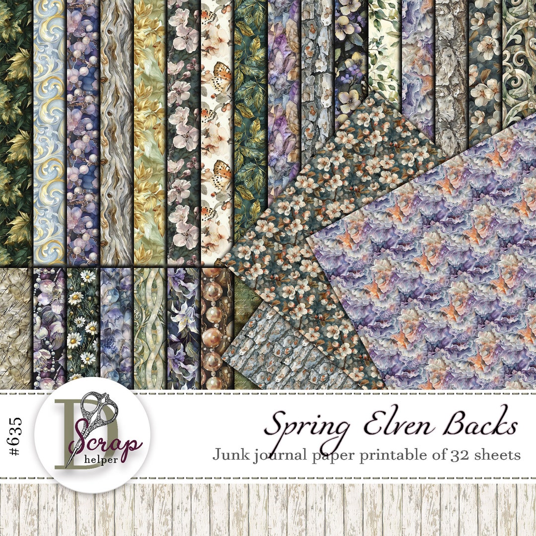 Spring Elves Background Paper Printable 32 Sheets Fantasy Elven Forest ...