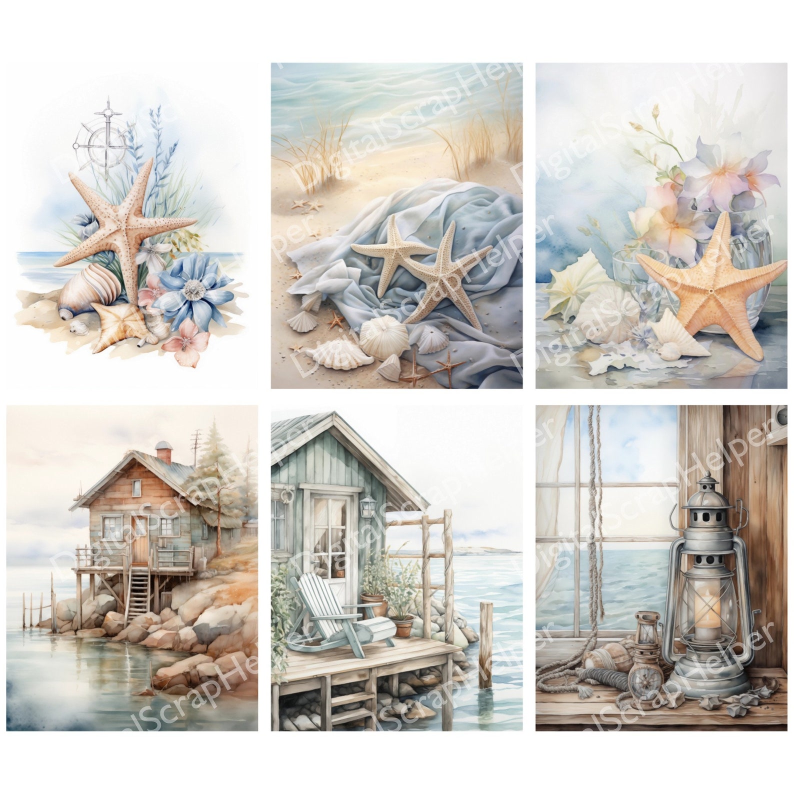 Marine Paper Pack 48 Sheets Beach Seagull Ocean Coastal Sailor ...