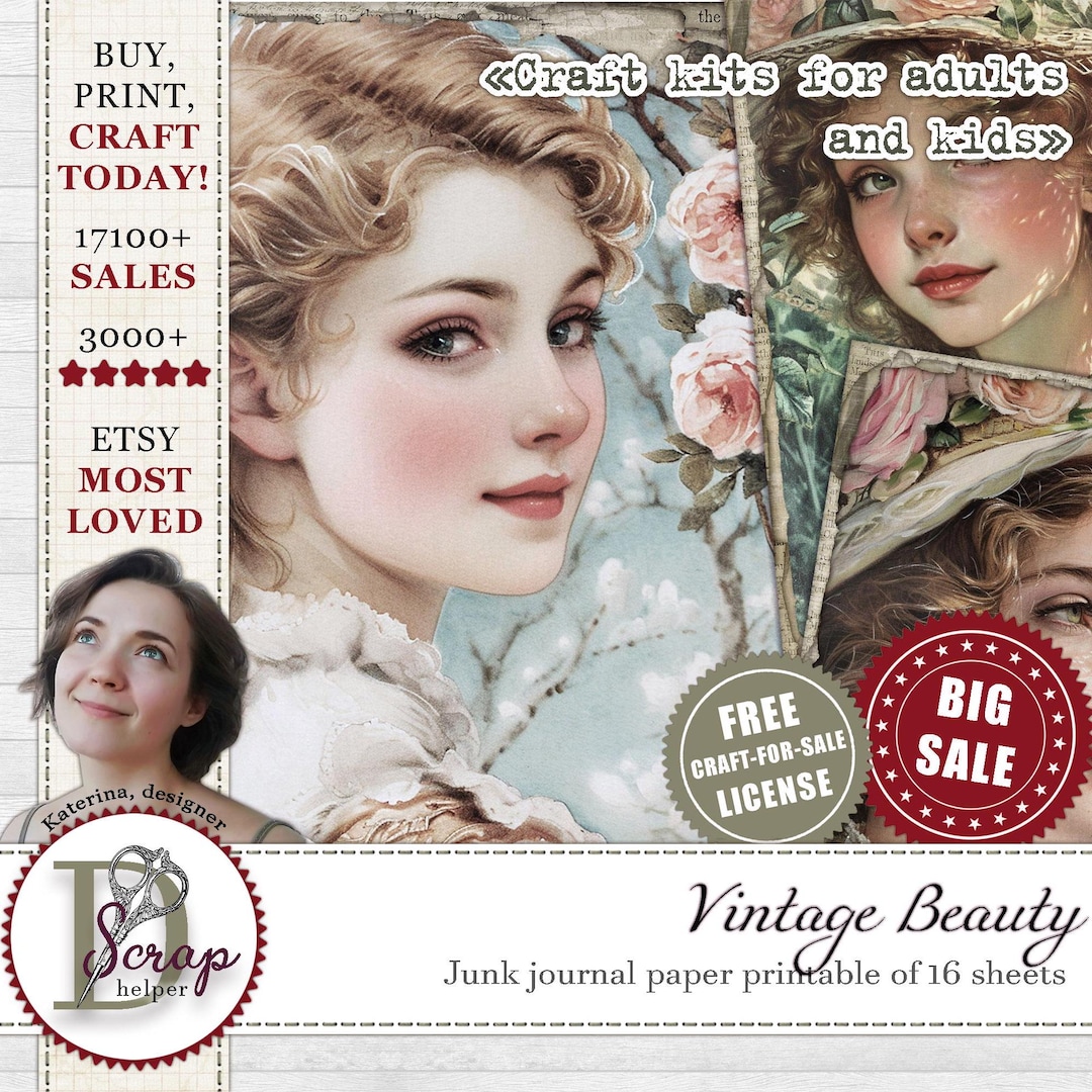 Vintage Cottagecore Women Journal Paper Printable 16 Sheets Timeworn ...