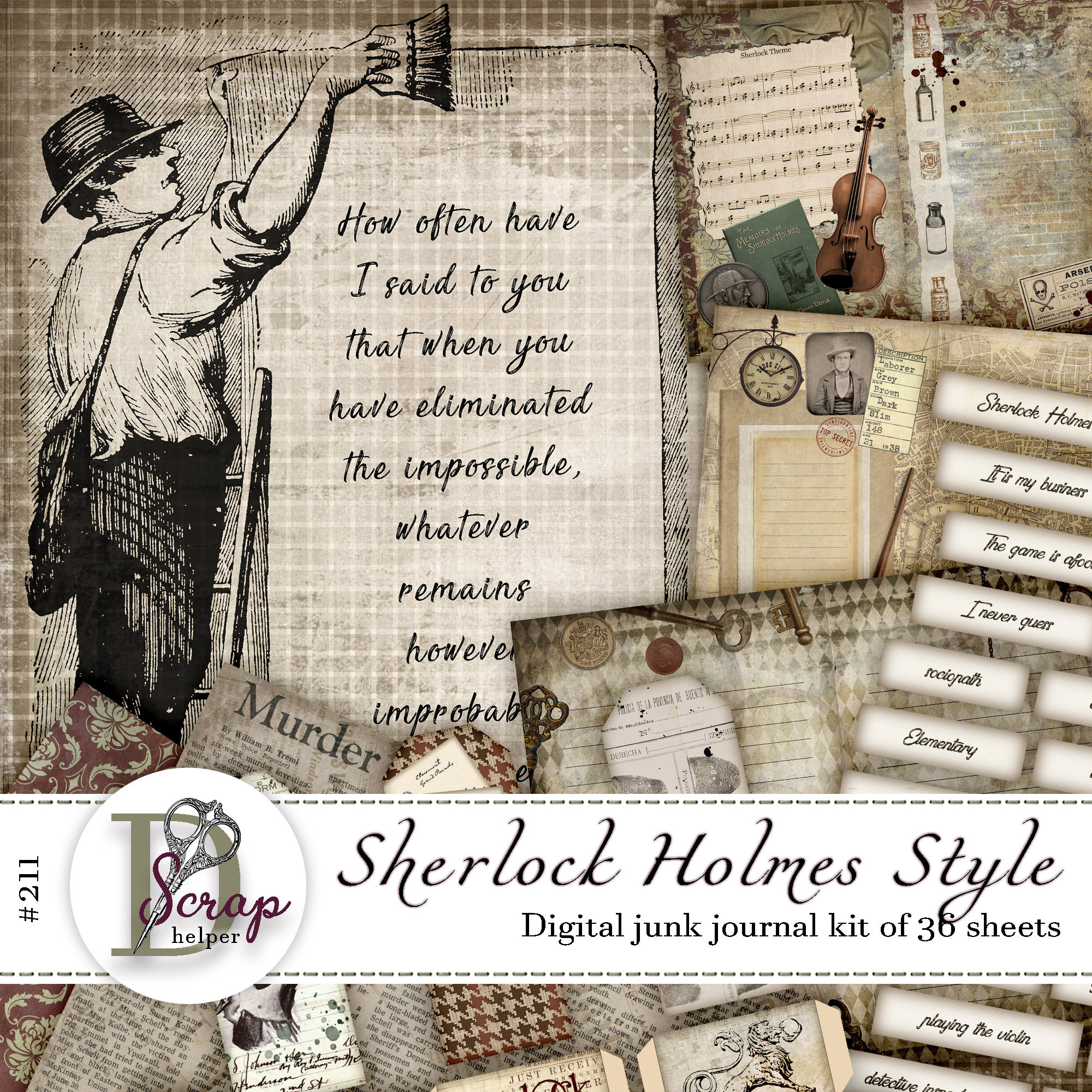 Sherlock Holmes Junk Journal Kit Printable of 36 Sheets - Etsy UK