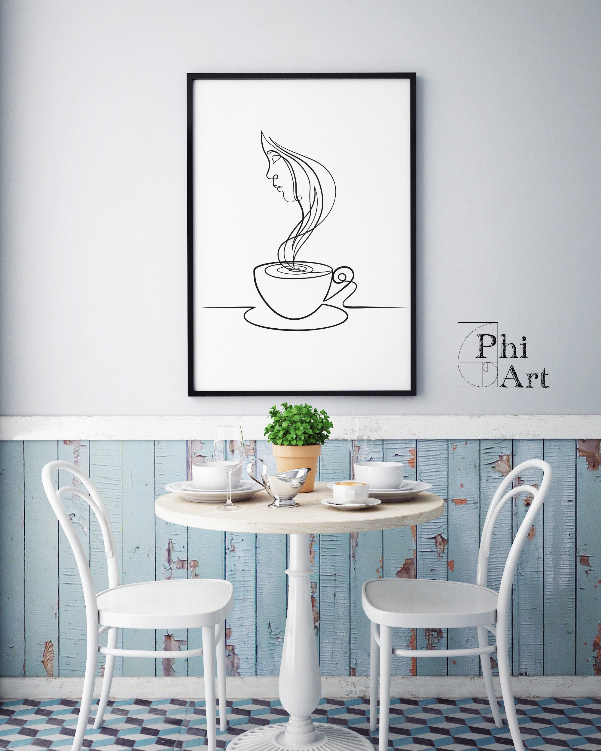 Woman Coffee Cup Line Art, Download Line Art, Cafe Download Art Print ...