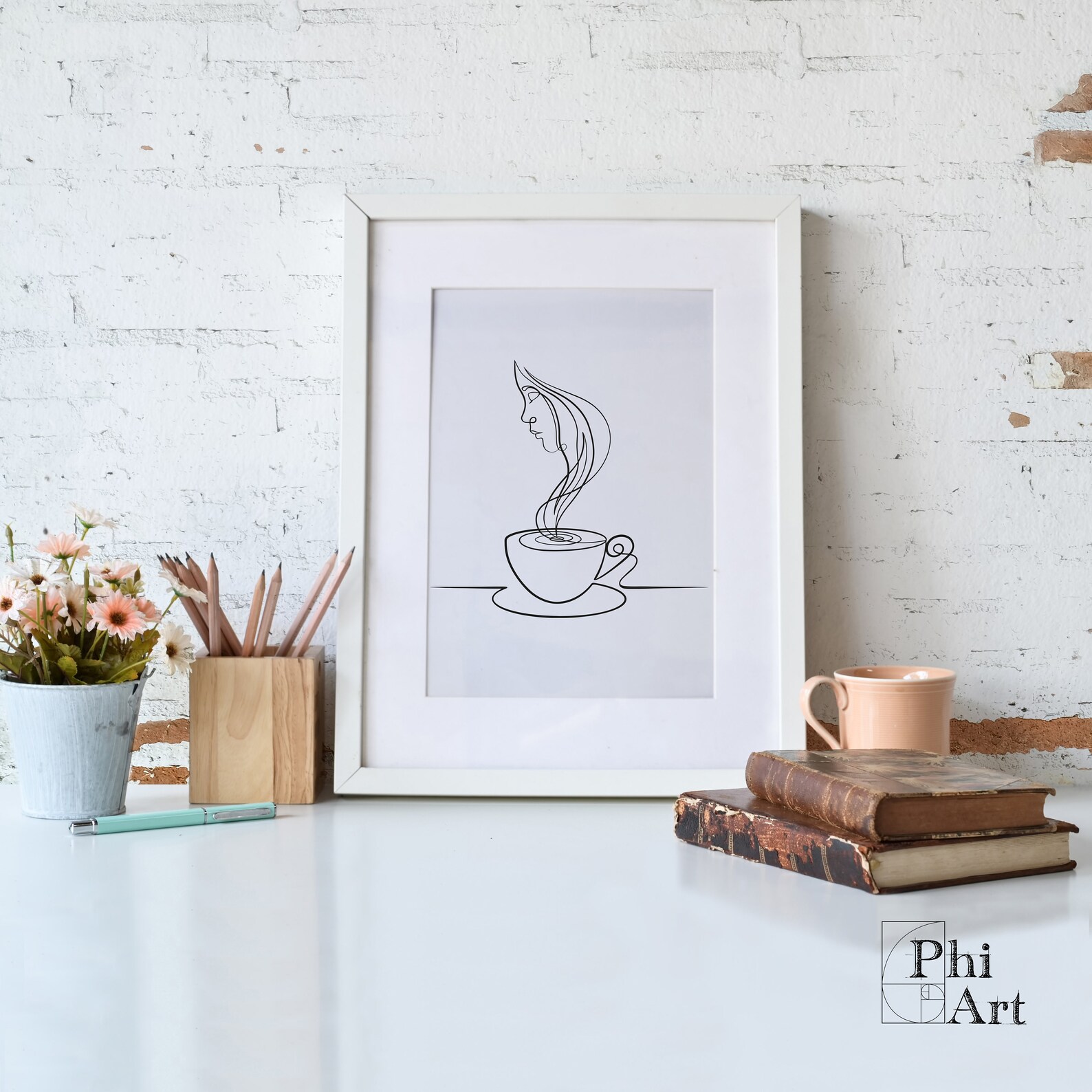 Woman Coffee Cup Line Art, Download Line Art, Cafe Download Art Print ...