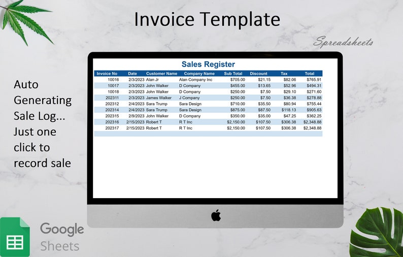 Easy Invoice Template for Small Business | Sale Bill Recording Google ...