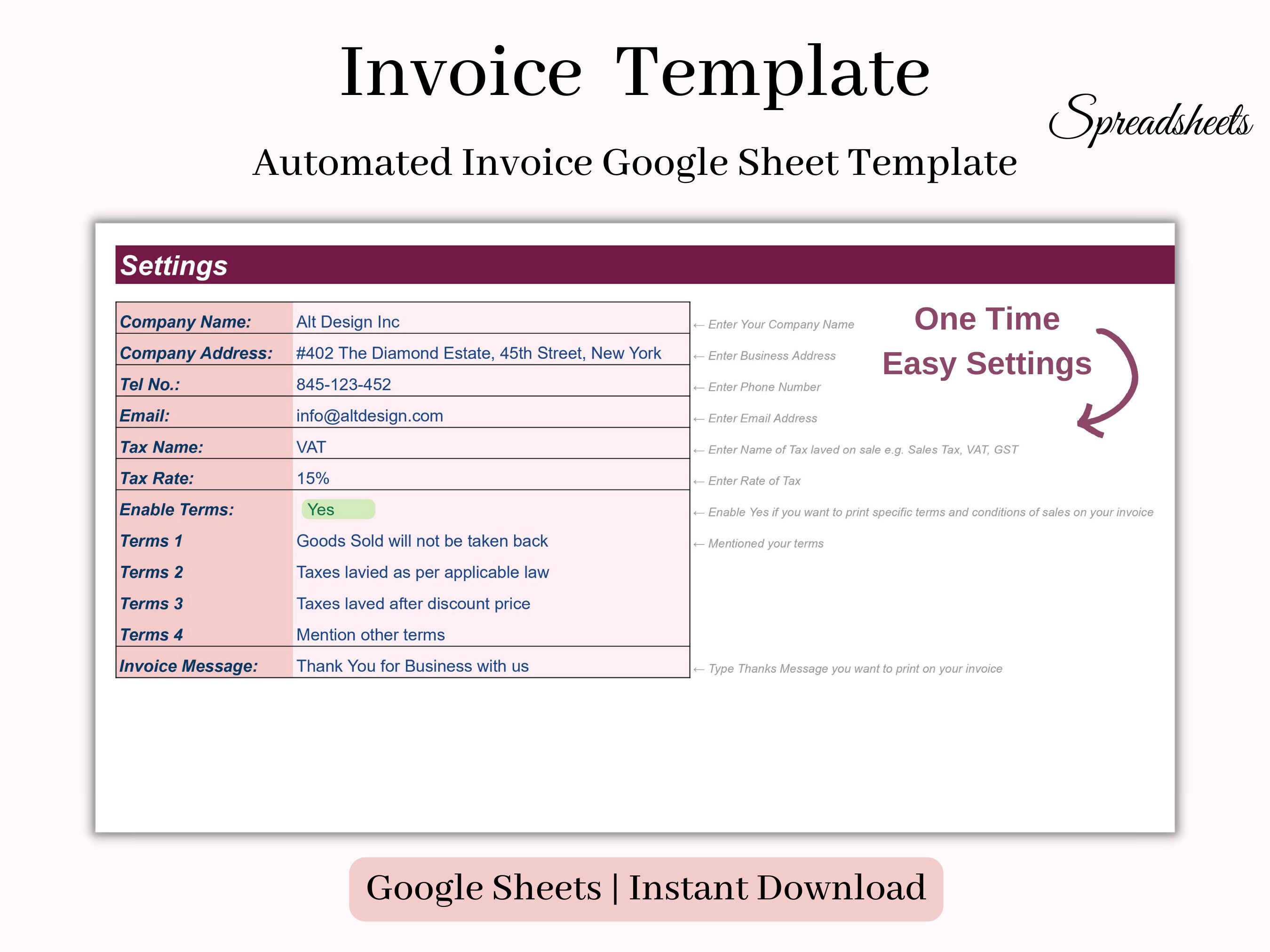 Small Business Invoice Template for Auto Sales Log Editable and ...