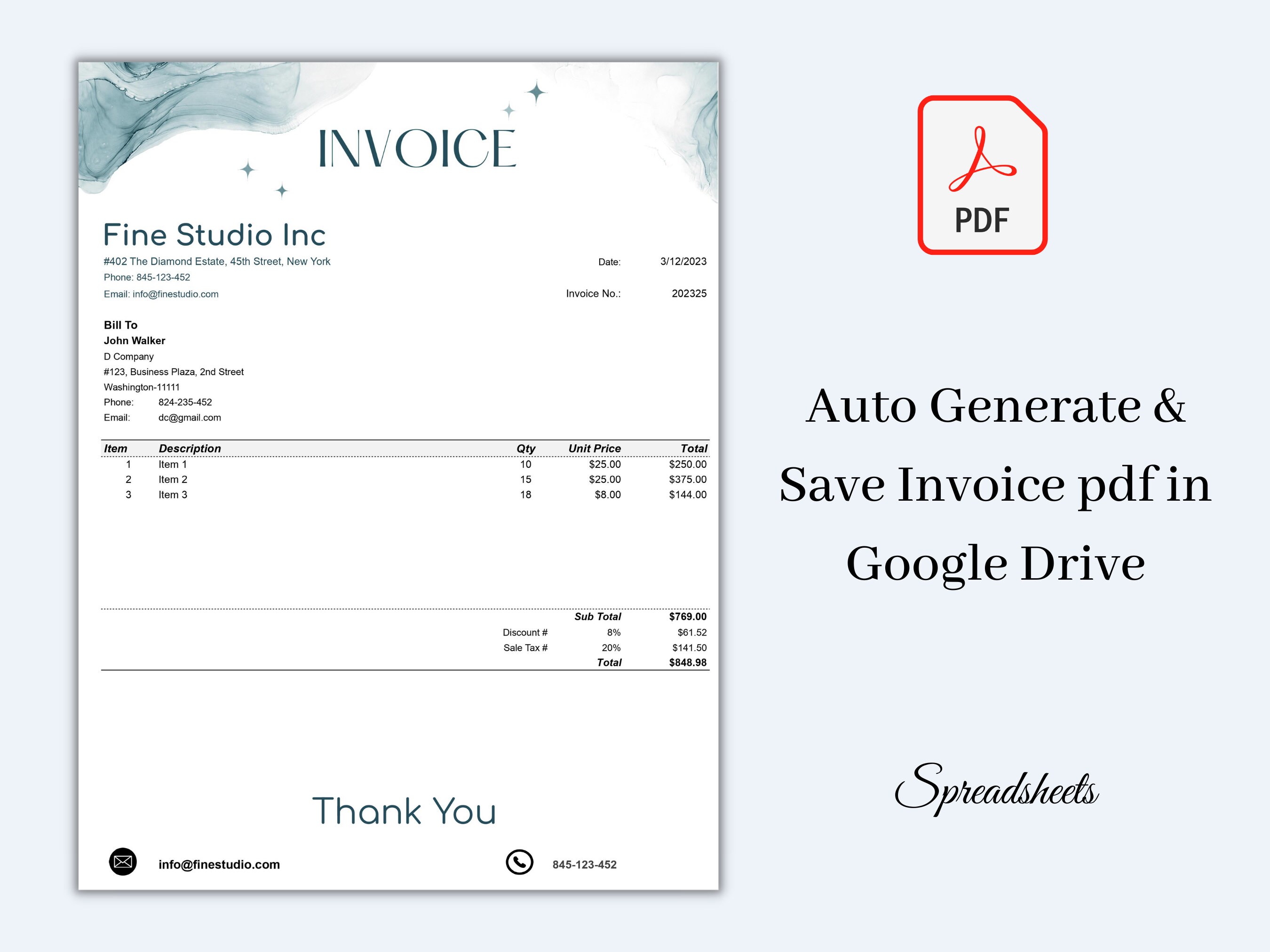 Invoice Template in Google Sheet for Small Business | Invoice ...