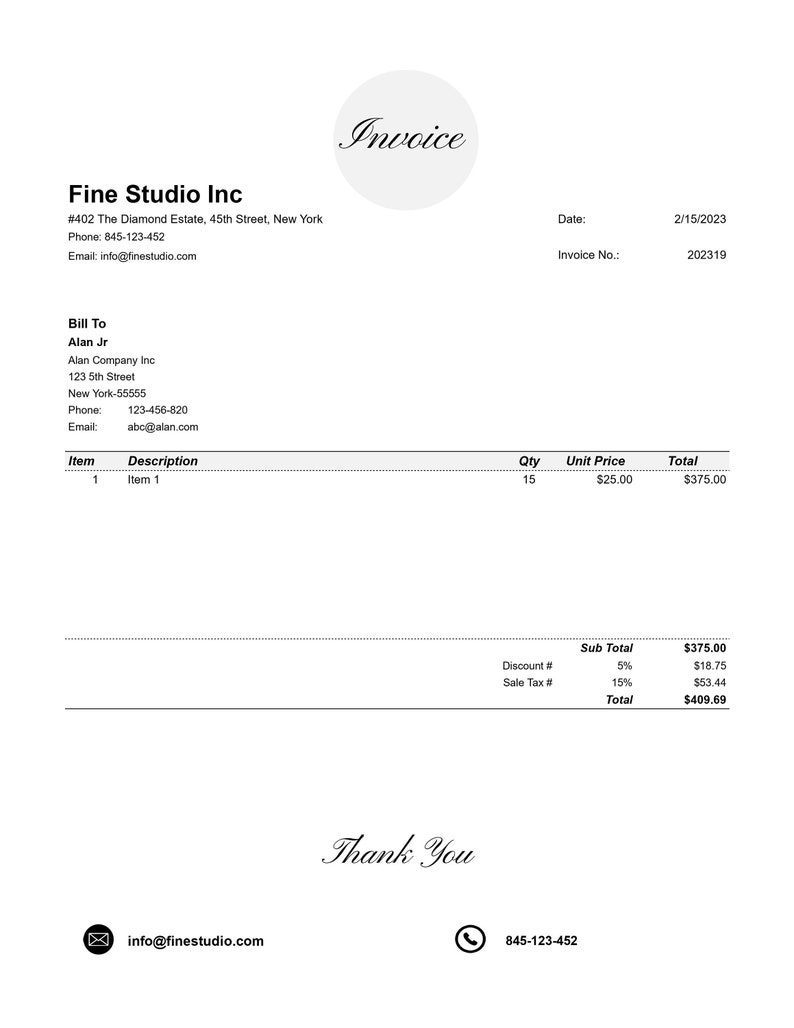 Automated Invoice Template for Small Business | Editable and Printable ...