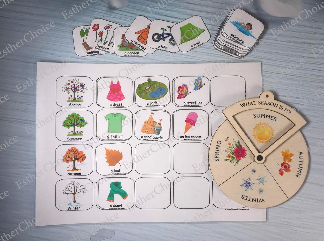 Montessori Wooden Seasons Disc & Flash Cards - Etsy