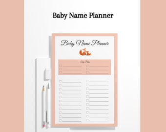 Baby Name Planner Printable, Baby Name Tracker, Baby Name Ideas ...