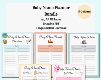 Baby Name Planner Printable, Baby Name Tracker, Baby Name Ideas ...
